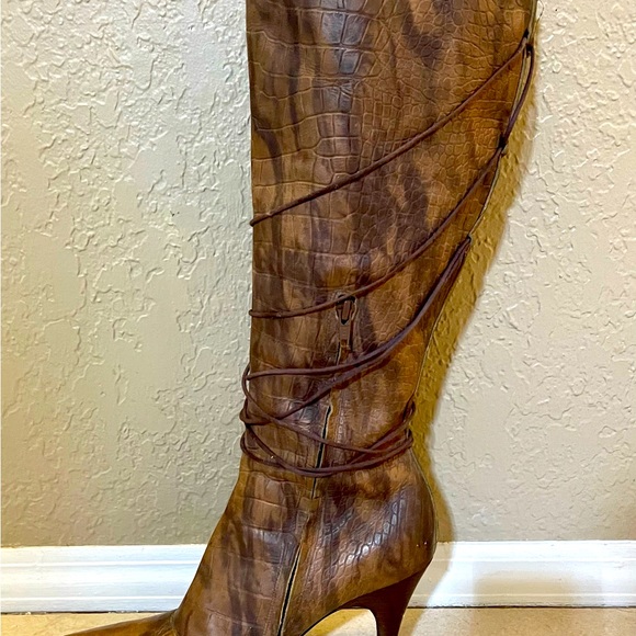 Nine West | Shoes | Unique Leather Healed Boots | Poshmark